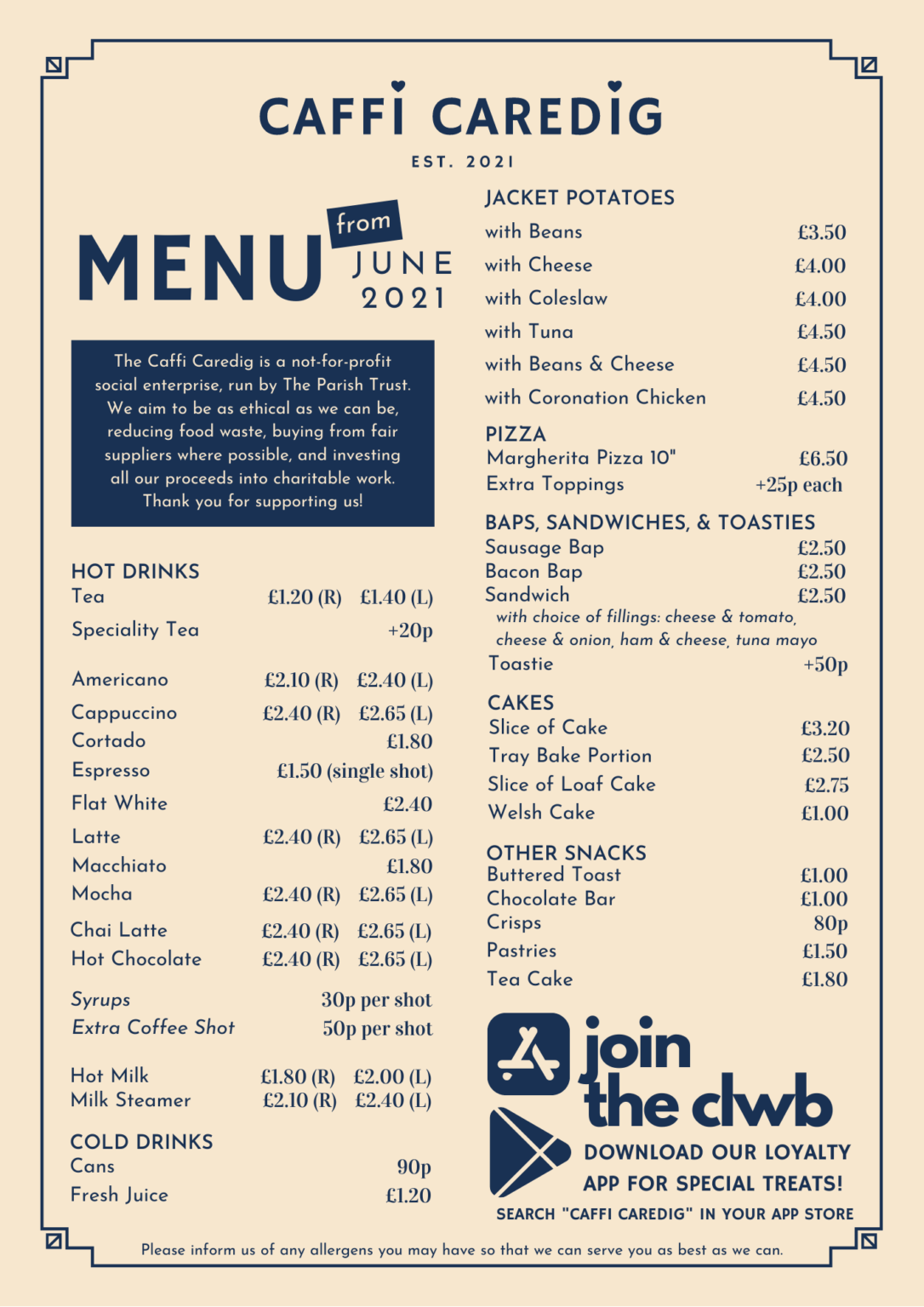 The Caffi Caredig - The kind Coffee & Snack Bar